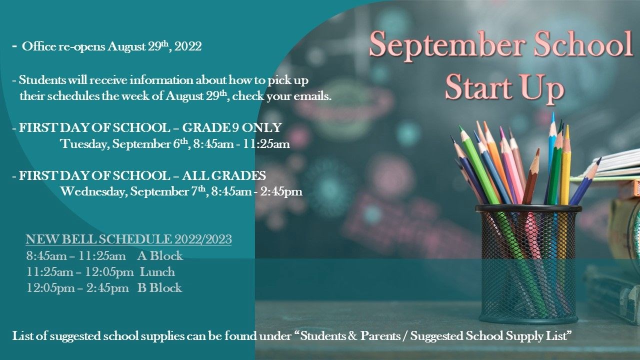 September Start Up Info